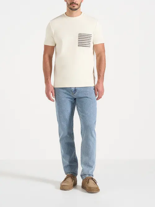 Manière De Voir Joris Whipstitch Pocket Detail T Shirt - Cream