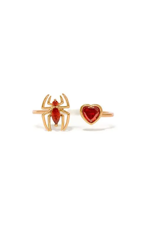 GIRLS CREW Marvel's Spider-man Web Of Love Cubic Zirconia Bypass Ring - Gold