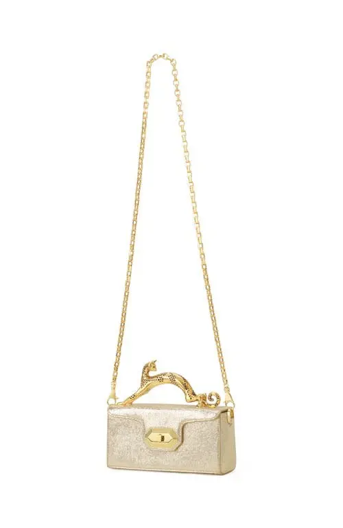 LANVIN Pencil Cat Nano Bag In Crackled Metallic Leather