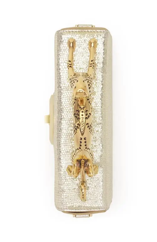 LANVIN Pencil Cat Nano Bag In Crackled Metallic Leather