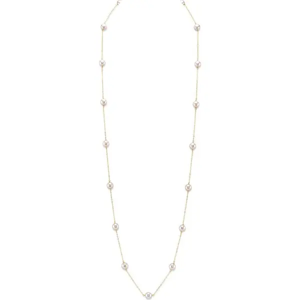 The Pearl Source 14k Gold Japanese Akoya Pearl Tincup Necklace - Yellow Gold