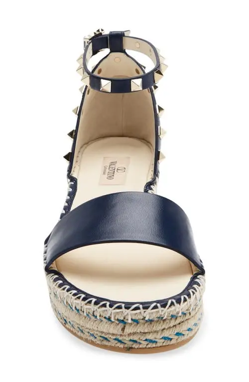 Valentino Garavani Rockstud Espadrille Wedge Sandal