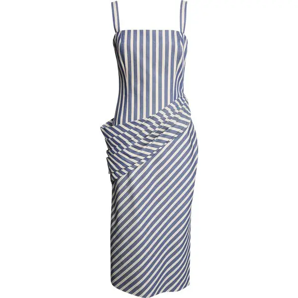 Carolina Herrera Stripe Draped Cotton Sundress