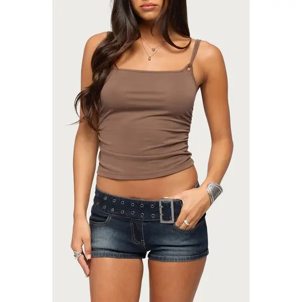 EDIKTED Dineo Knotted Strap Tank - Brown