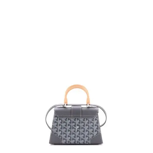 Goyard Structured Saigon Top Handle Bag Coated Canvas With Leather Mini - Grey