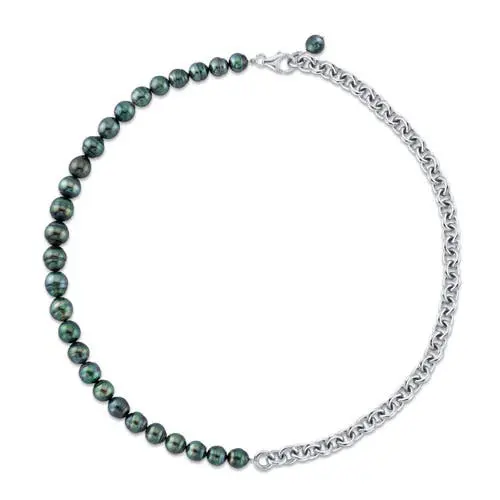 THE PEARL SOURCE Baroque Tahitian Pearl & Chain Necklace - Sterling Silver