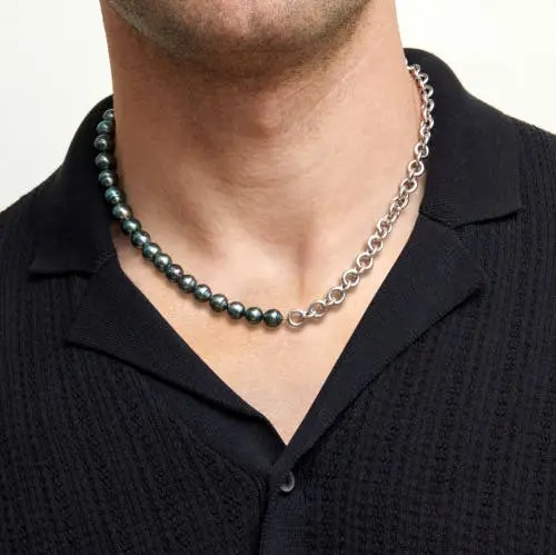 The Pearl Source Baroque Tahitian Pearl & Chain Necklace