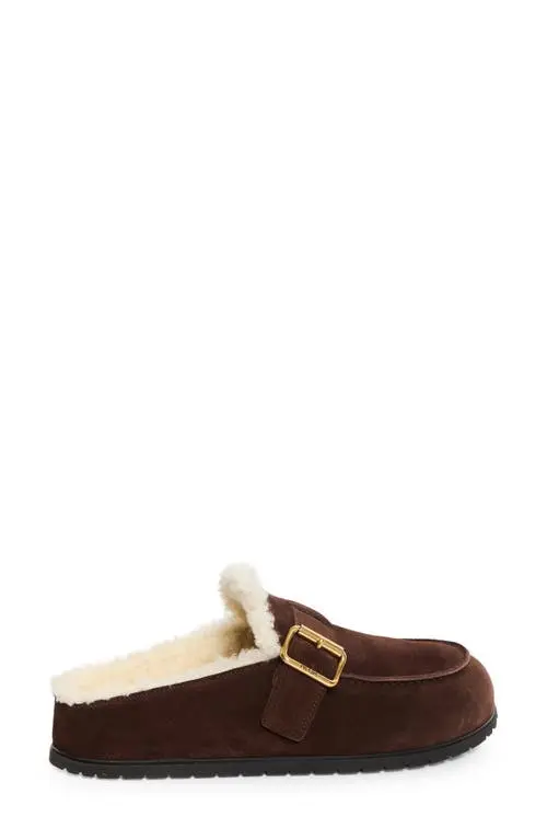 Prada Genuine Shearling Buckle Mule