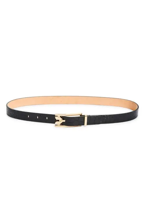 Victoria Beckham Dorian Croc Embossed Leather Belt - Black