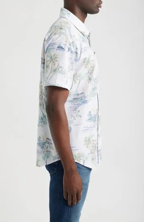 DARK SEAS Eldora Tropical Print Short Sleeve Performance Button-up Shirt