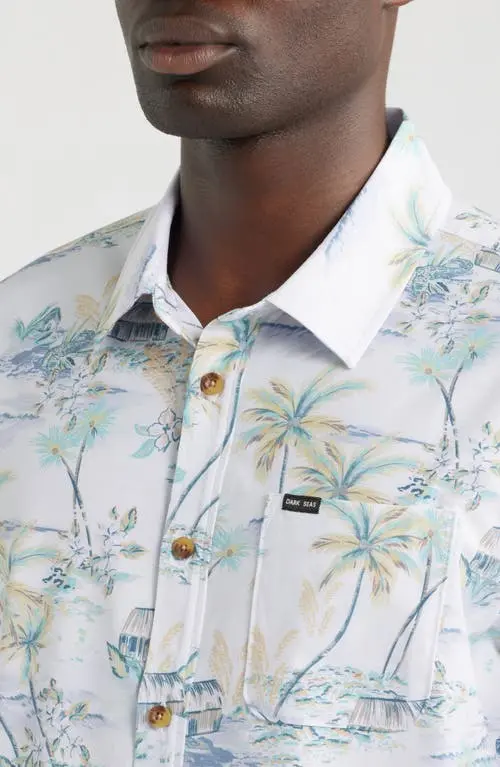 DARK SEAS Eldora Tropical Print Short Sleeve Performance Button-up Shirt