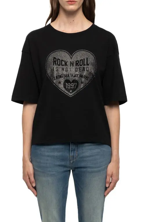 Zadig&Voltaire Taida Embellished Heart Graphic T-shirt - Black
