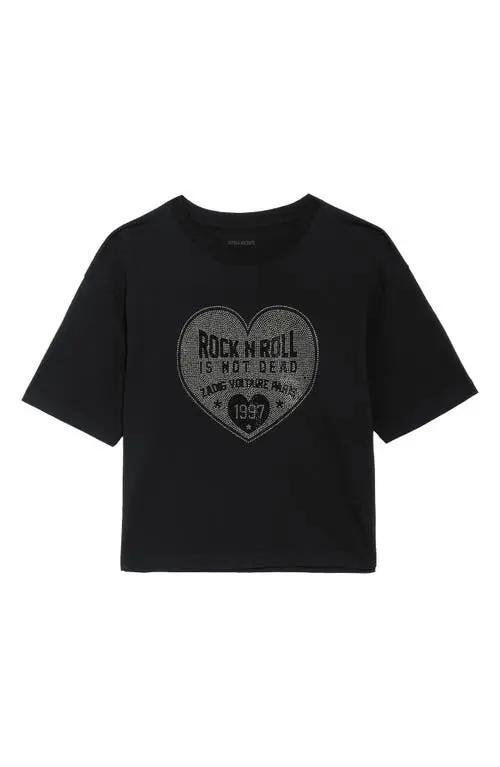 Zadig&Voltaire Taida Embellished Heart Graphic T-shirt - Black