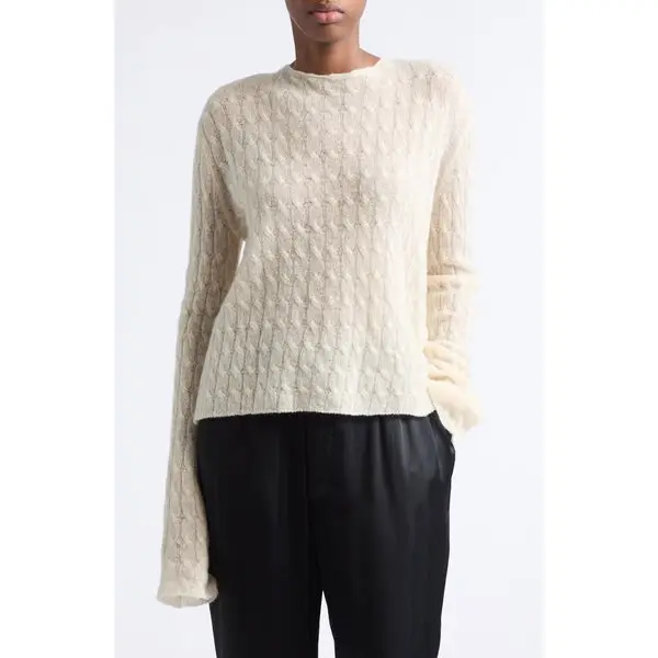 MAISON MARGIELA Virgin Wool & Cashmere Fine Knit Sweater - Ecru