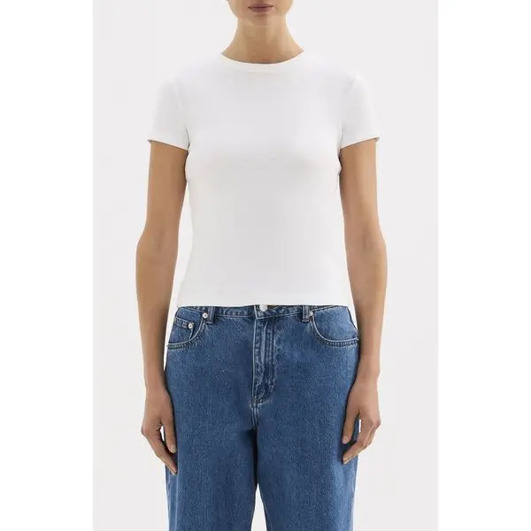 Nude Lucy Baby Tee With Crewneck And Cap Sleeves - White