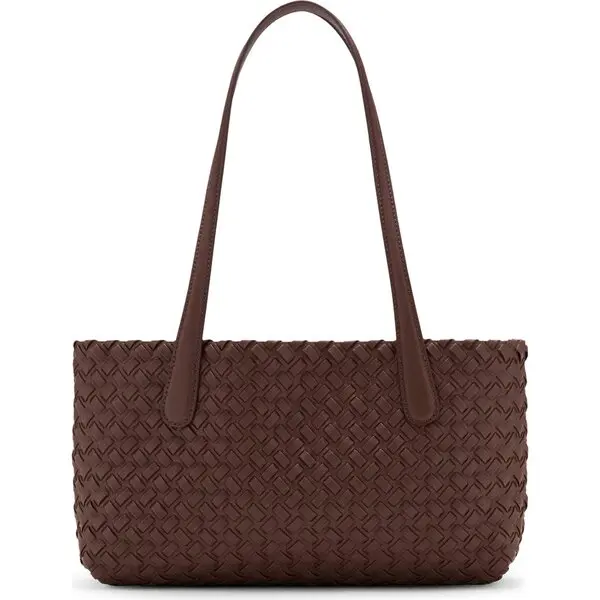 Mango Braided Faux Leather Tote Bag - Brown