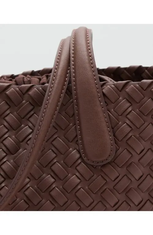 Mango Braided Faux Leather Tote Bag