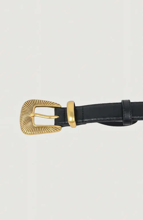 MODENAIRE Engraved Buckle Leather Belt