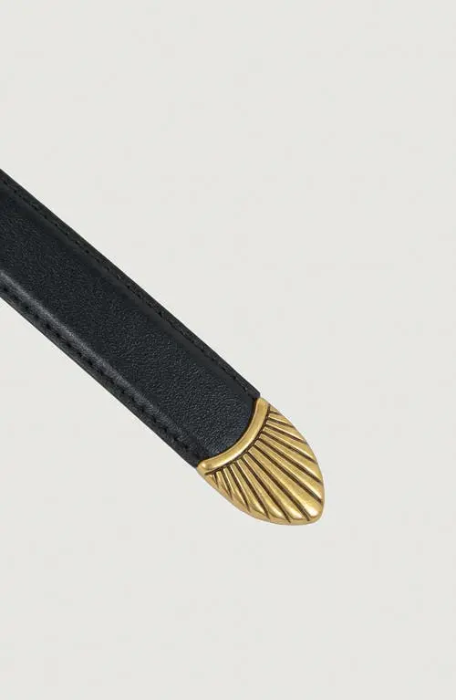 MODENAIRE Engraved Buckle Leather Belt