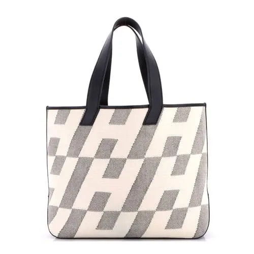 Hermès Cabas H En Biais Tote Canvas With Leather 40 - Noir