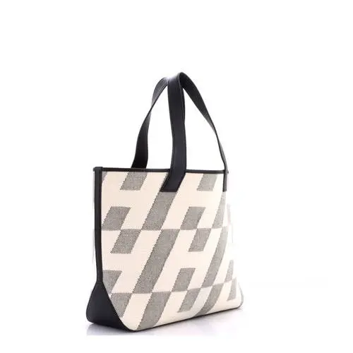 Hermès Cabas H En Biais Tote Canvas With Leather 40