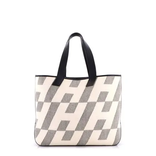 Hermès Cabas H En Biais Tote Canvas With Leather 40
