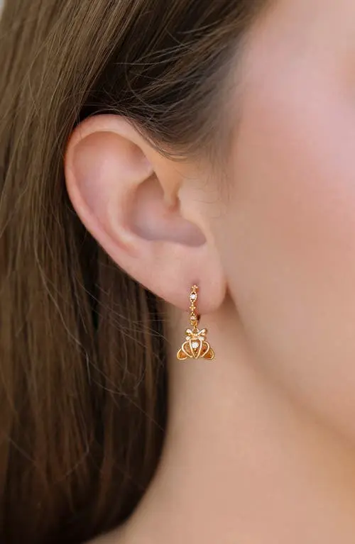 GIRLS CREW Cubic Zirconia Croissant Dangle Hoop Earrings