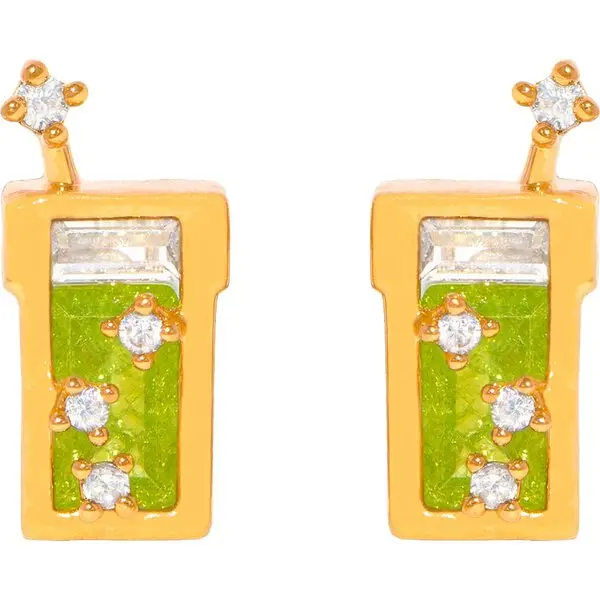 GIRLS CREW Matcha Stud Earrings With Cubic Zirconia - Gold