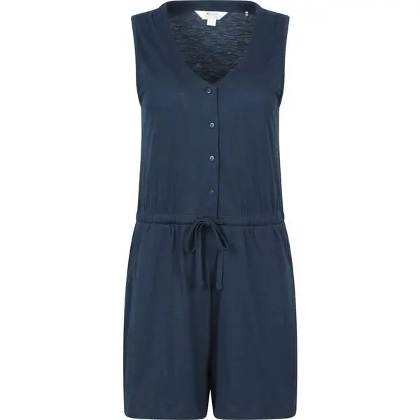 Mountain Warehouse Bahamas Sleeveless V-neck Button-up Playsuit With Drawcord Waist - Navy