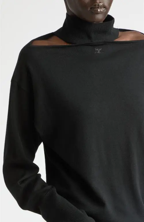 COURREGES Shoulder Cutout Merino Wool Sweater