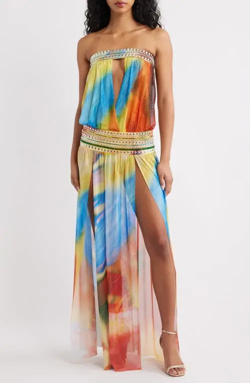 JADED LONDON Embellished Maxi Dress - Blue Multi