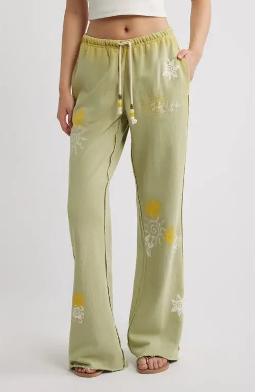 JADED LONDON Appliqué Bootcut Cotton Joggers - Green