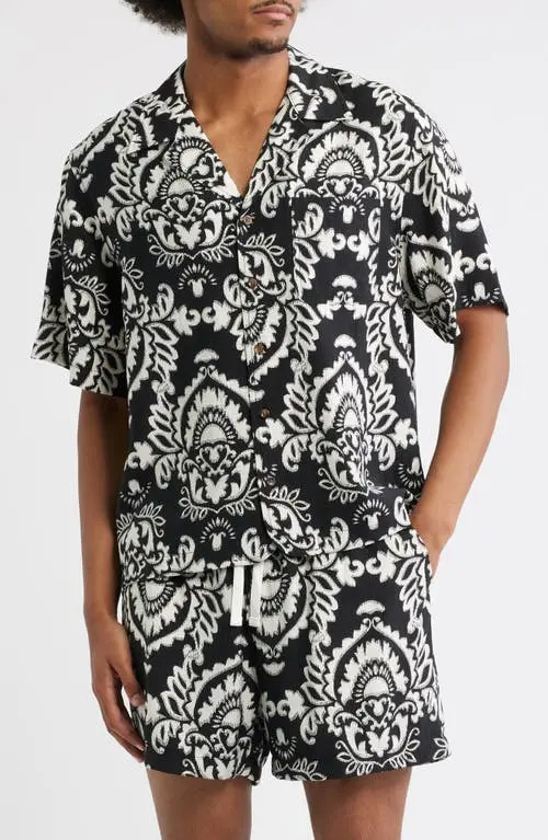 RIZORT Xander Print Camp Shirt - Black
