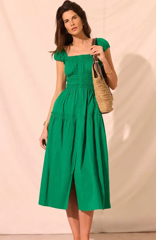 Mint Velvet Cotton Scoop Neck Midi Dress