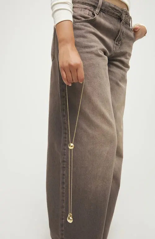 UNODE50 18k -plated Necklace With Height-adjustable Chain With Two Weights