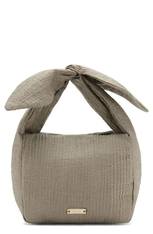 Mango Heidi Knotted Top Handle Bag With Gold Tone Chain Strap - Medium Grey