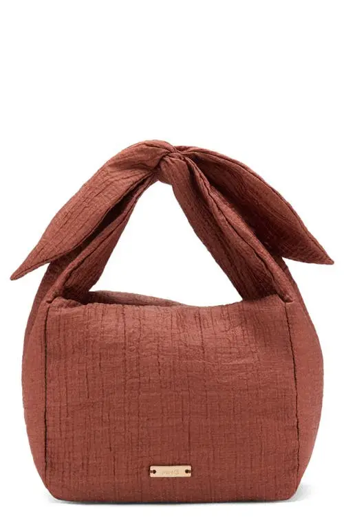 Mango Heidi Knotted Top Handle Bag With Gold Tone Chain Strap - Medium Orange