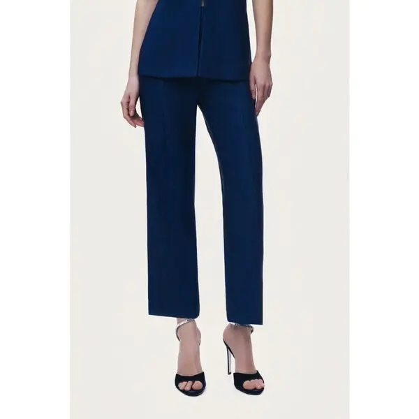 NOCTURNE Straight Leg High Rise Trousers - Navy