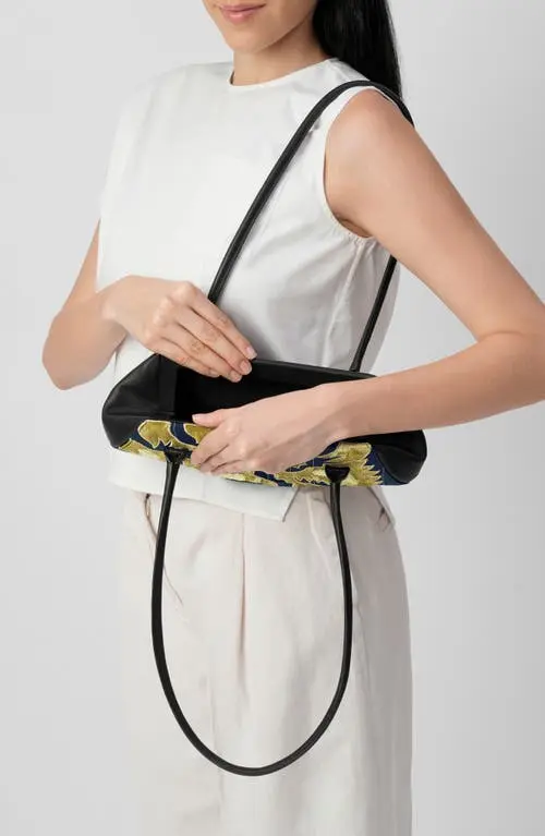 BEHNO Elizabeth Mini Leather Baguette Bag With Hand-applied Beadwork