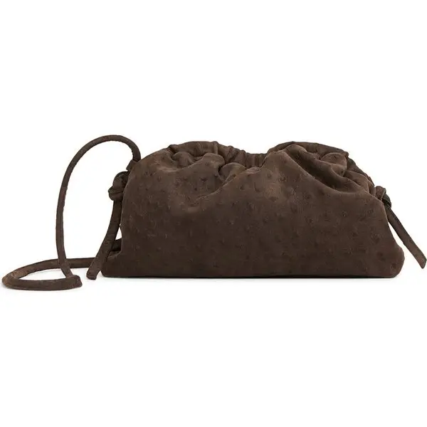 MANSUR GAVRIEL Mini Cloud Ostrich Embossed Suede Clutch - Ebony