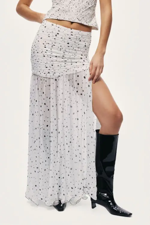 NOCTURNE Printed Slit-detail Maxi Skirt