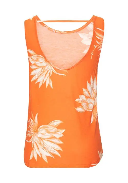 LASCANA Sleeveless Floral Print Tank Top - Orange Multi