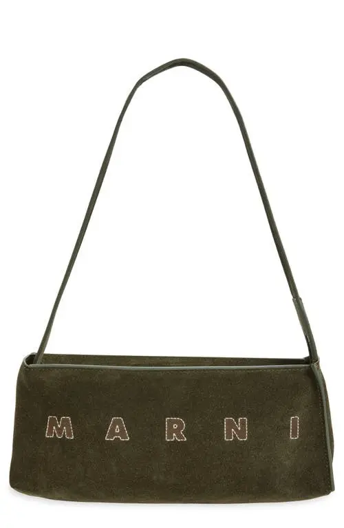 Marni Museo Pochette Suede Hobo Bag - Olive