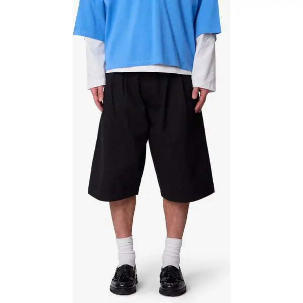 Mnml Baggy Fit Pleated Cotton Twill Shorts