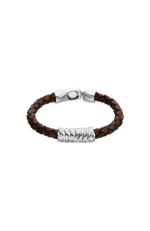 UNODE50 Sterling Plated Leather Bracelet