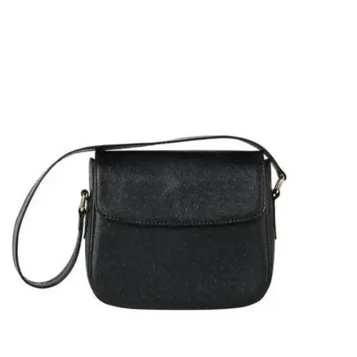SARAH STEWART Sophia Leather Handbag With Ostrich Print - Black