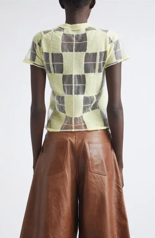 HAIKURE Hane Sheer Check Short Sleeve Sweater