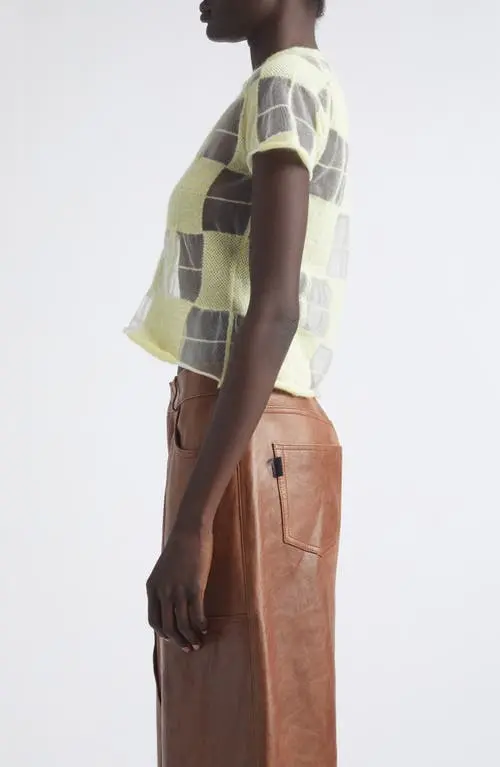 HAIKURE Hane Sheer Check Short Sleeve Sweater