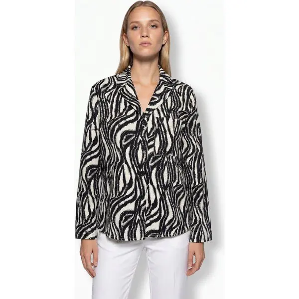 EXQUISE Adelaide Zebra Print Long Sleeve Shirt - Multi Color