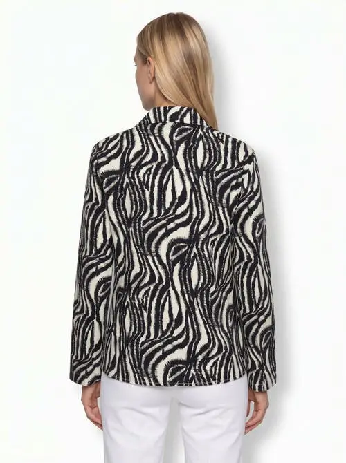 EXQUISE Adelaide Zebra Print Long Sleeve Shirt